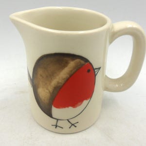 Earthenware Cream Jug in Cute Robin Spray Design by Heron Cross Pottery ...