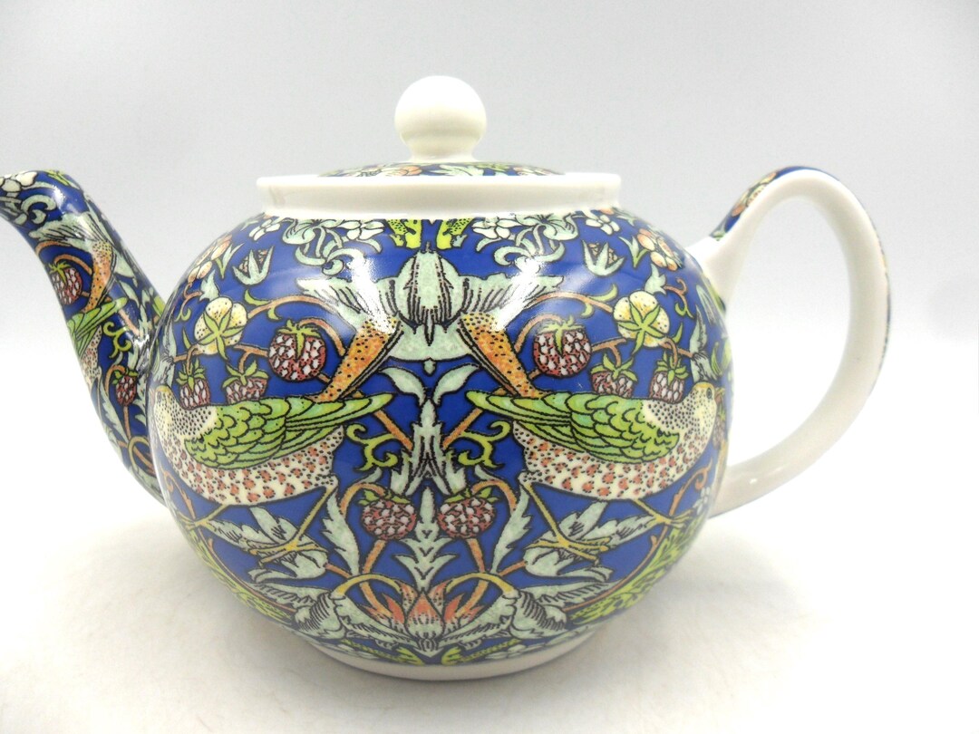 A 2 Cup China Teapot in William Morris Blue Strawberry Thief Design for ...