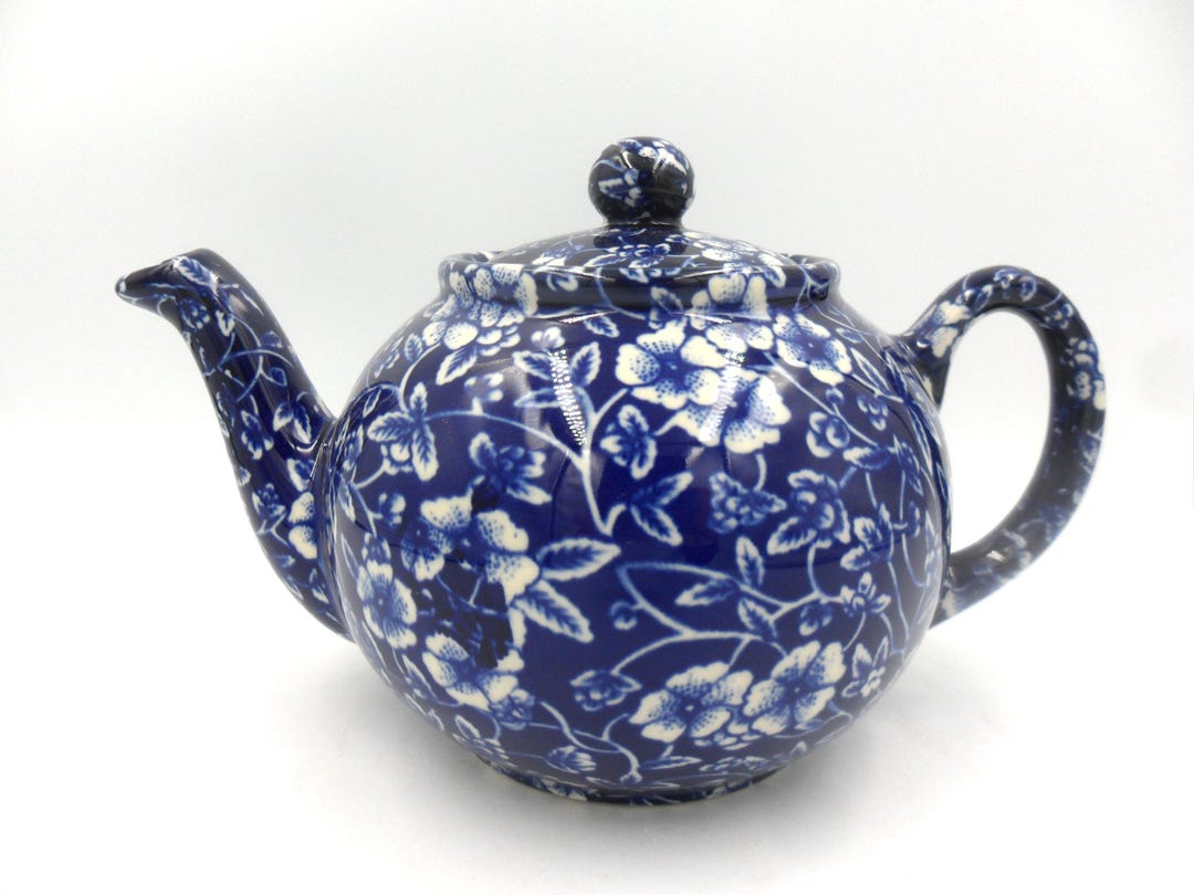 2 Cup Teapot in Blue Inglaze Calico Design by Heron Cross Pottery. - Etsy