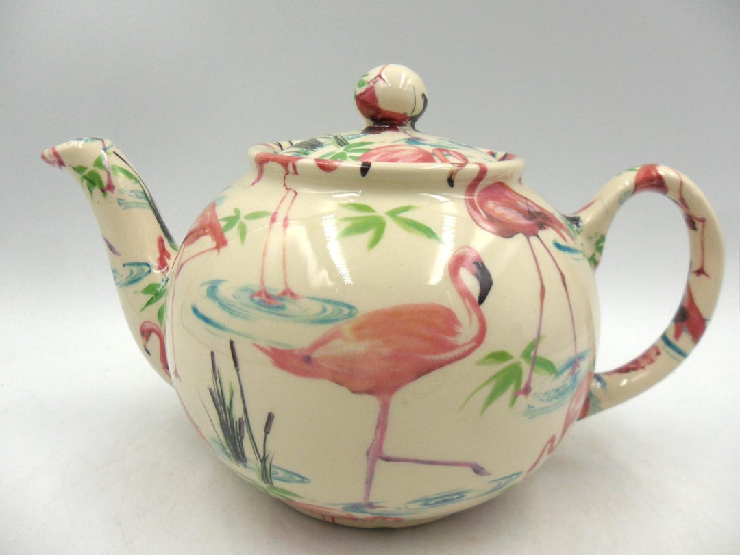 2 Cup Teapot in Flamingo Design by Heron Cross Pottery - Etsy