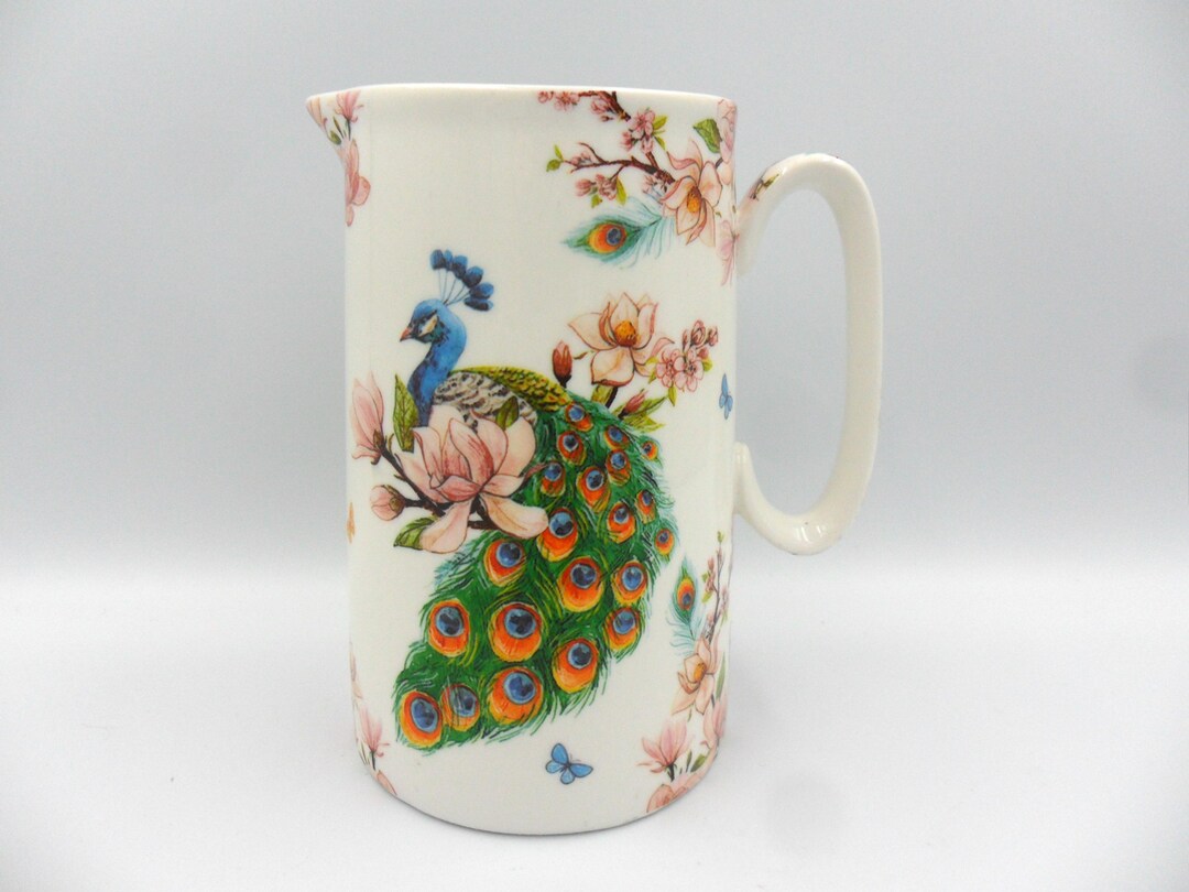 Medium Size Jug in Pretty Peacock Design. - Etsy UK