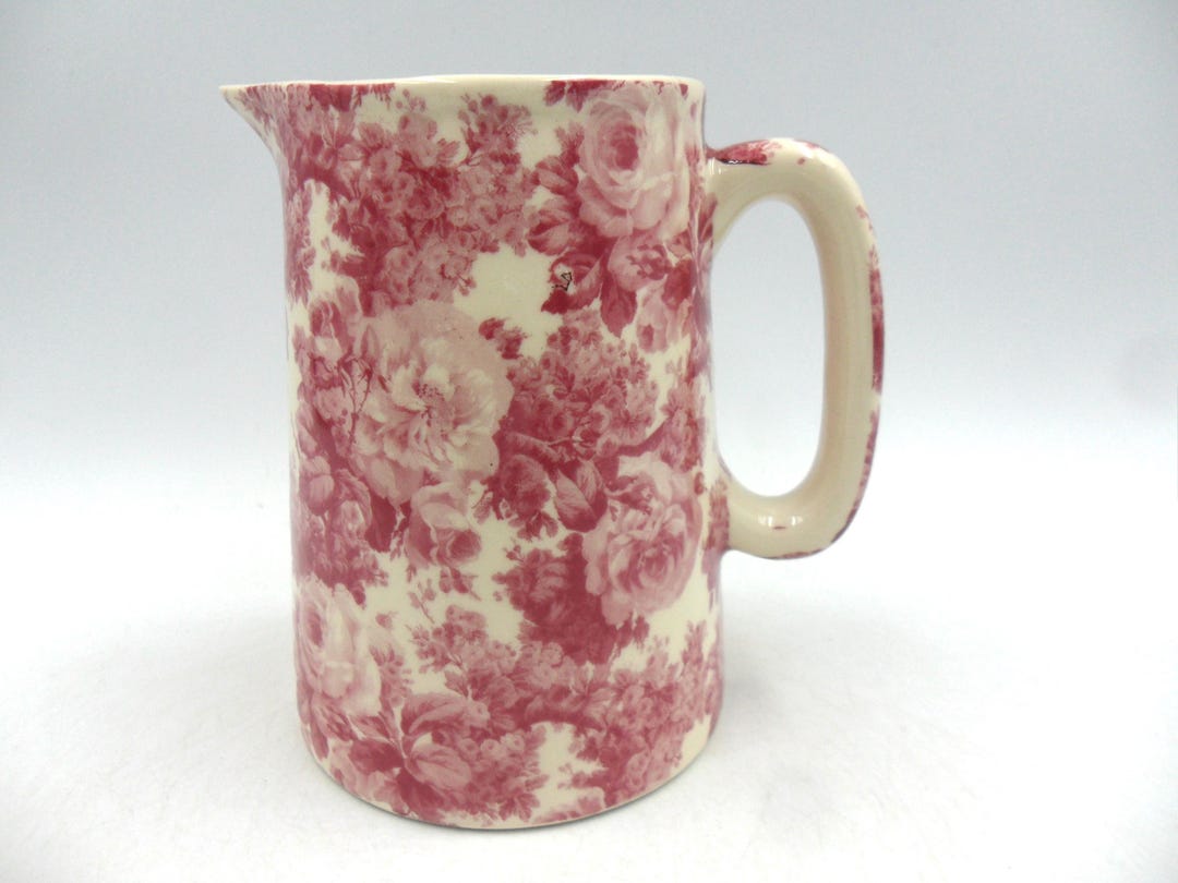 Half Pint Jug in Pink Laura Design by Heron Cross Pottery - Etsy