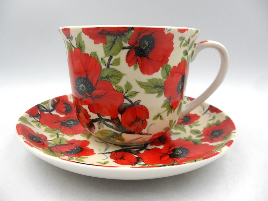 Vibrant Red Poppy Jumbo Cup and Saucer. - Etsy