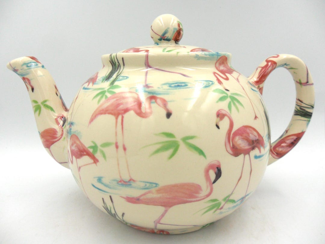 6 Cup Teapot in Pretty Flamingo Design by Heron Cross Pottery - Etsy