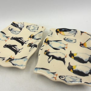 A Pair of Soap Dishes in Cute Penguin Design by Heron Cross Pottery. - Etsy