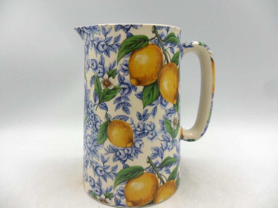 1 Pint Earthenware Jug in Lemons Design by Heron Cross Pottery - Etsy