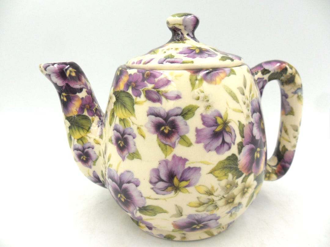 Cocktail Teapot in Pretty Winter Pansy Chintz Design - Etsy