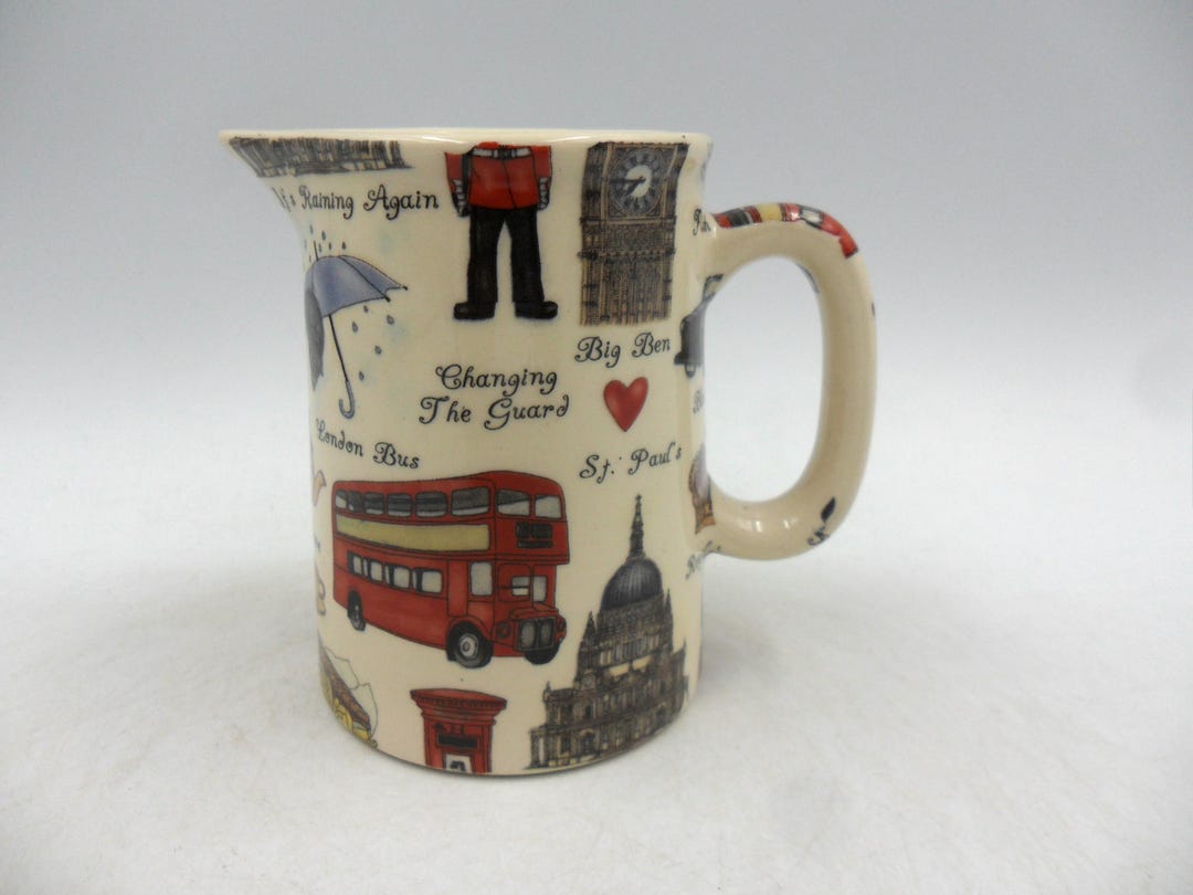 Quarter Pint Earthenware Cream Jug in London Scenes Design by Heron ...