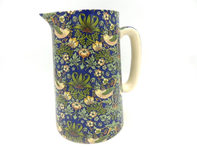 William Morris Strawberry Thief Earthenware Jug - Heron Cross Pottery ...