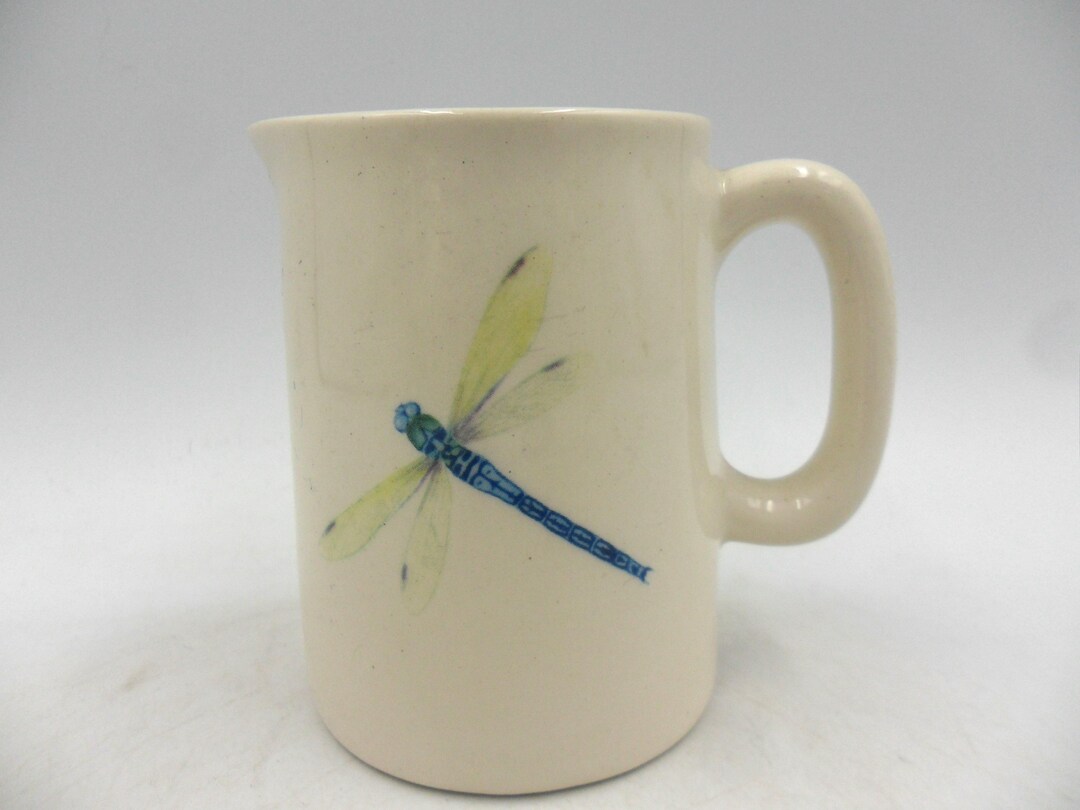 Quarter Pint Earthenware Cream Jug in Dragonfly Design by Heron Cross ...
