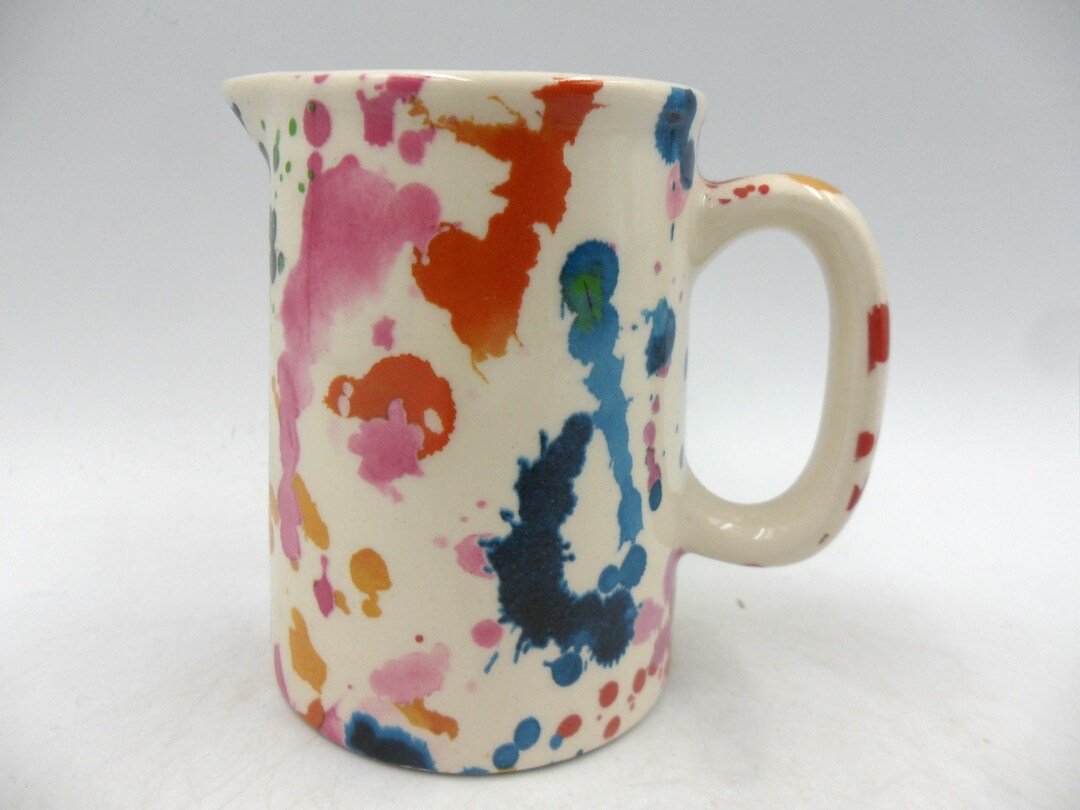 Quarter Pint Earthenware Cream Jug in Paint Splashes Design by Heron ...