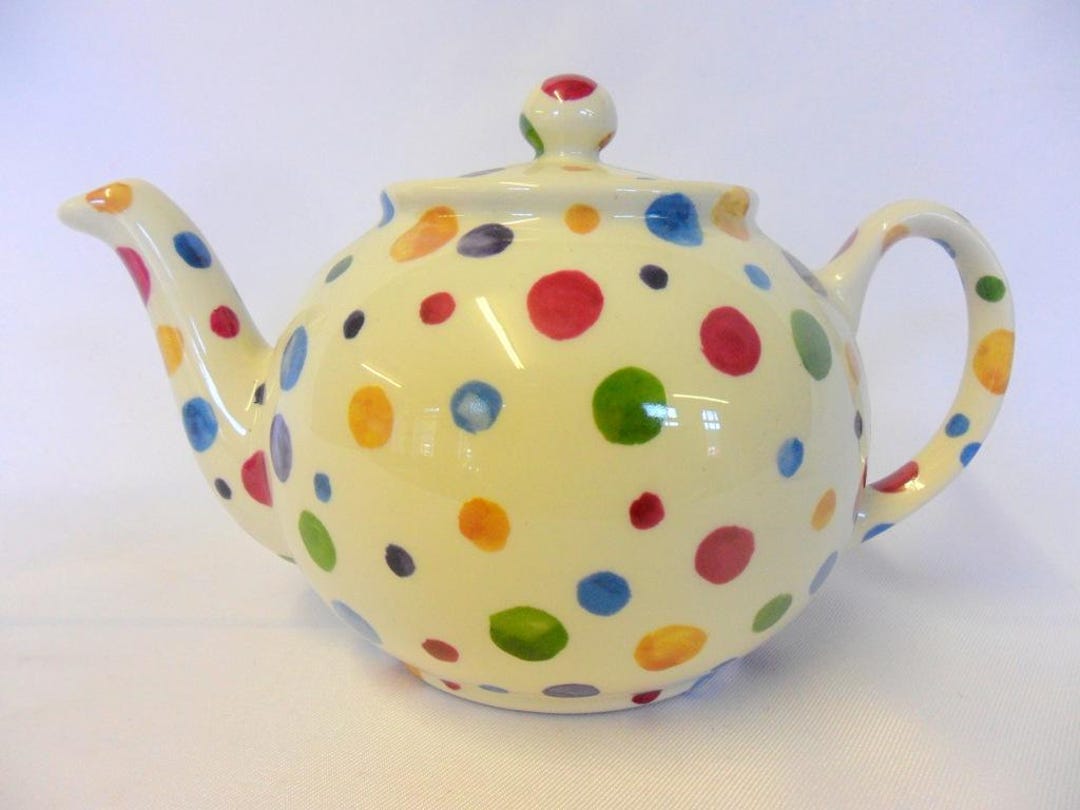 2 Cup Teapot in Painted Polka Spot Design by Heron Cross Pottery - Etsy