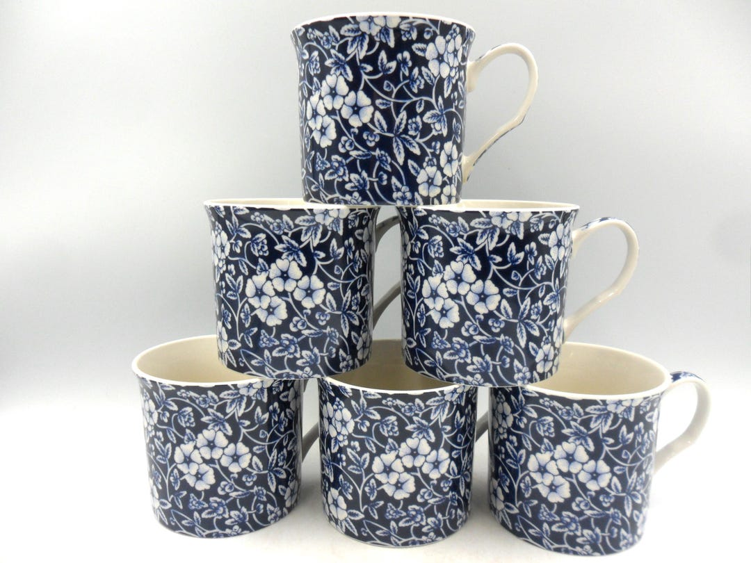 Set of 6 Blue Calico Design Palace Mugs - Etsy