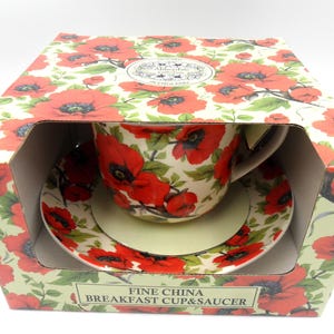 Vibrant Red Poppy Jumbo Cup and Saucer. - Etsy