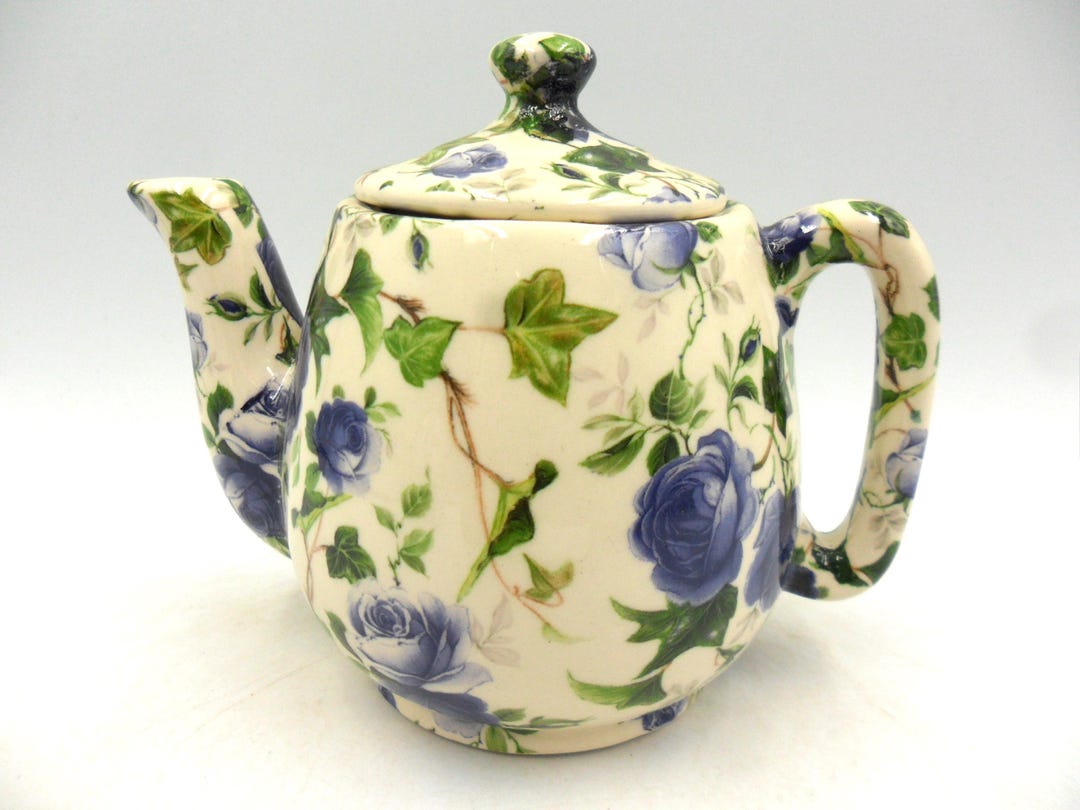 Cocktail Teapot in Blue Ivy Rose Design - Etsy