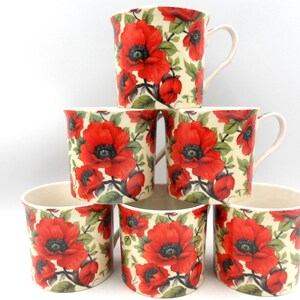 Set of 6 Red Poppy Design Palace Mugs - Etsy