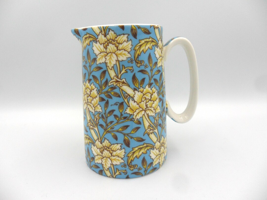 Extra Large Jug in William Morris Inspired Blue Chrysanthemum Design. - Etsy