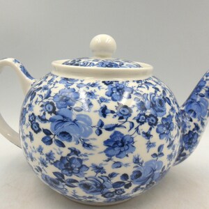 A 2 Cup China Teapot in Ditsy Blue Rose Design for the Abbeydale ...