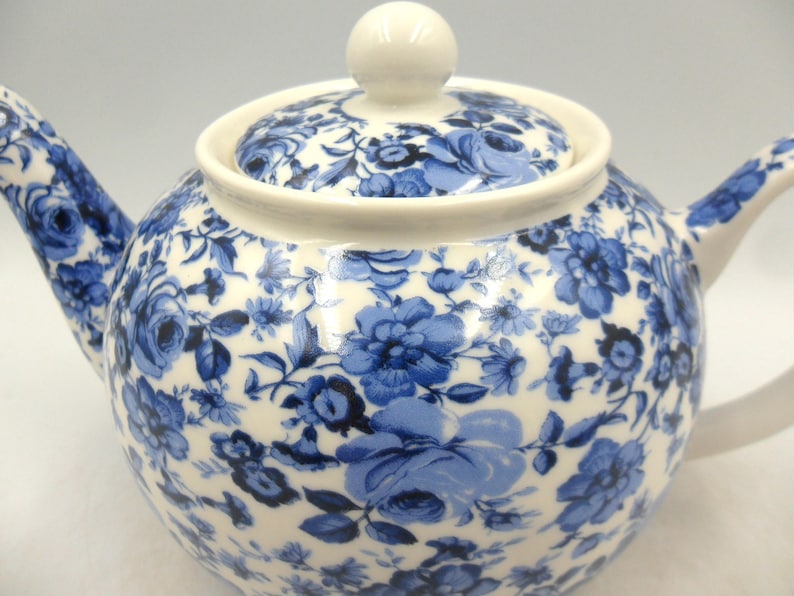 A 2 Cup China Teapot in Ditsy Blue Rose Design for the Abbeydale ...