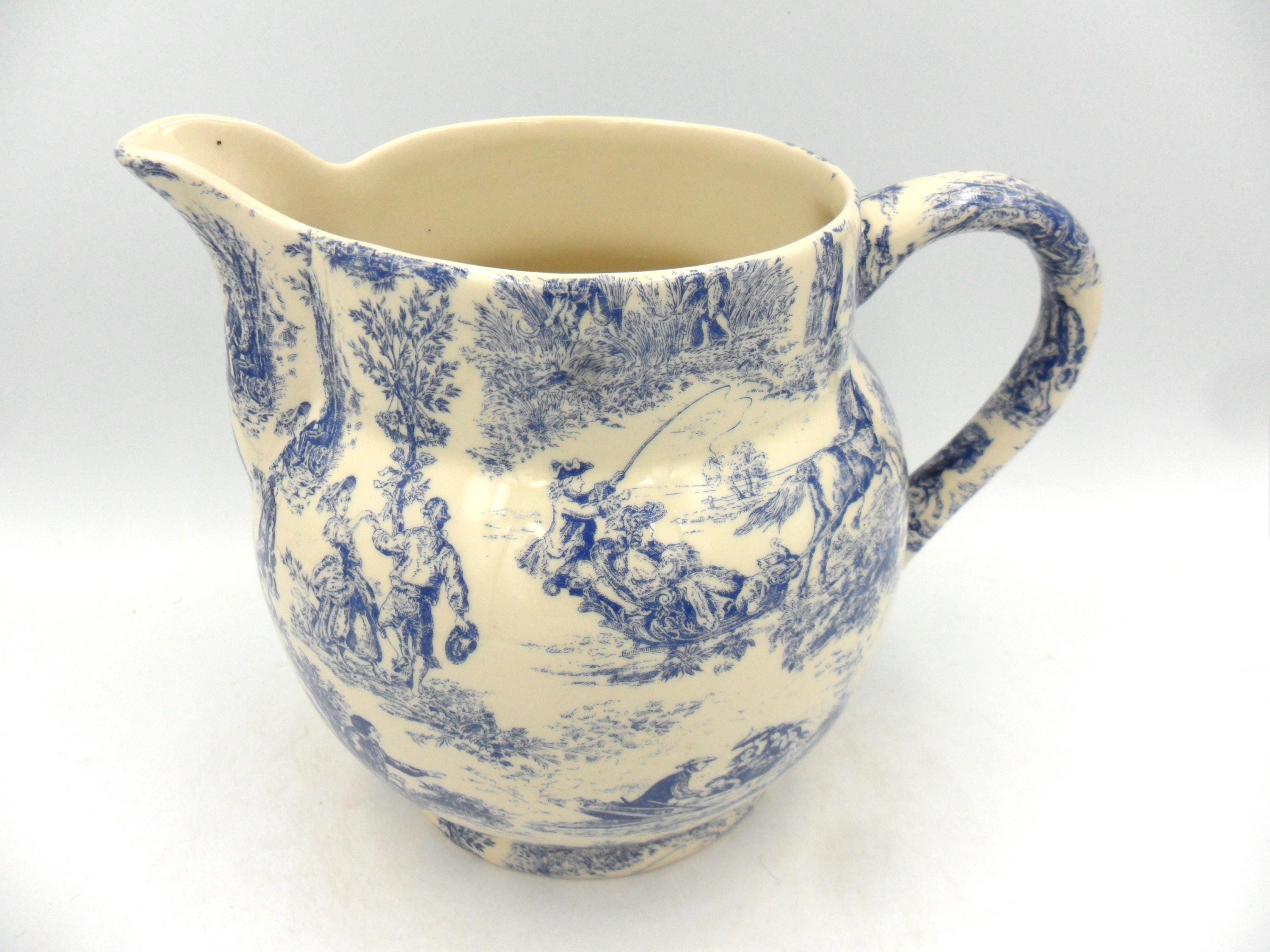 An Extra Large Dutch Jug in Blue Toile De Jouy Design by Heron Cross ...