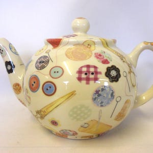 2 Cup Teapot in Sewing Room Design by Heron Cross Pottery - Etsy