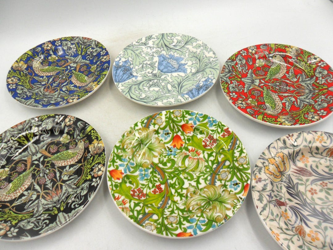 Set of 6 China Coasters in 6 Assorted William Morris Designs for the ...