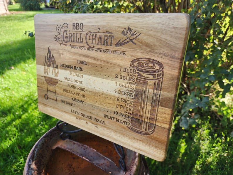 BBQ Grill Chart Kitchen Tray Cutting Board - Etsy