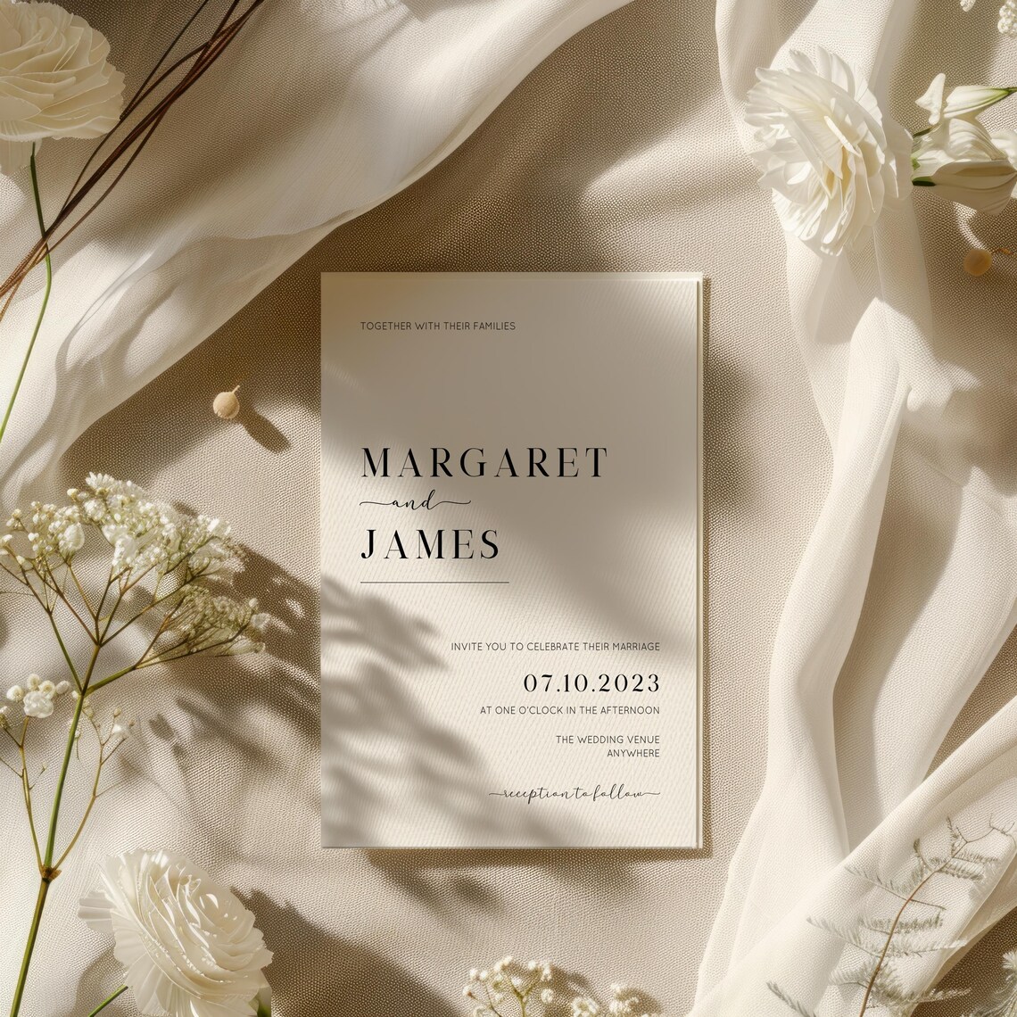 Minimalist Wedding Invitation Suite Template Modern Wedding Invite Set ...