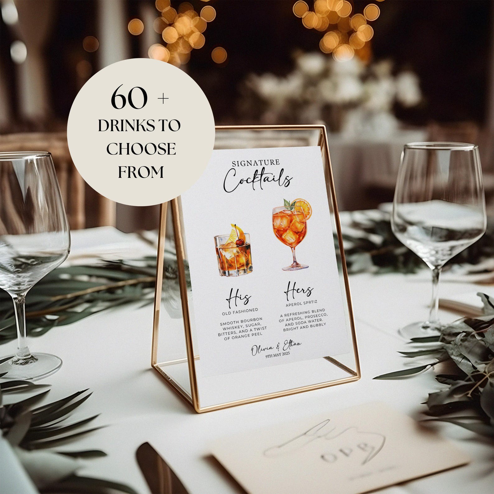 Personalized Signature Cocktail Sign: Wedding Bar Menu (digital ...