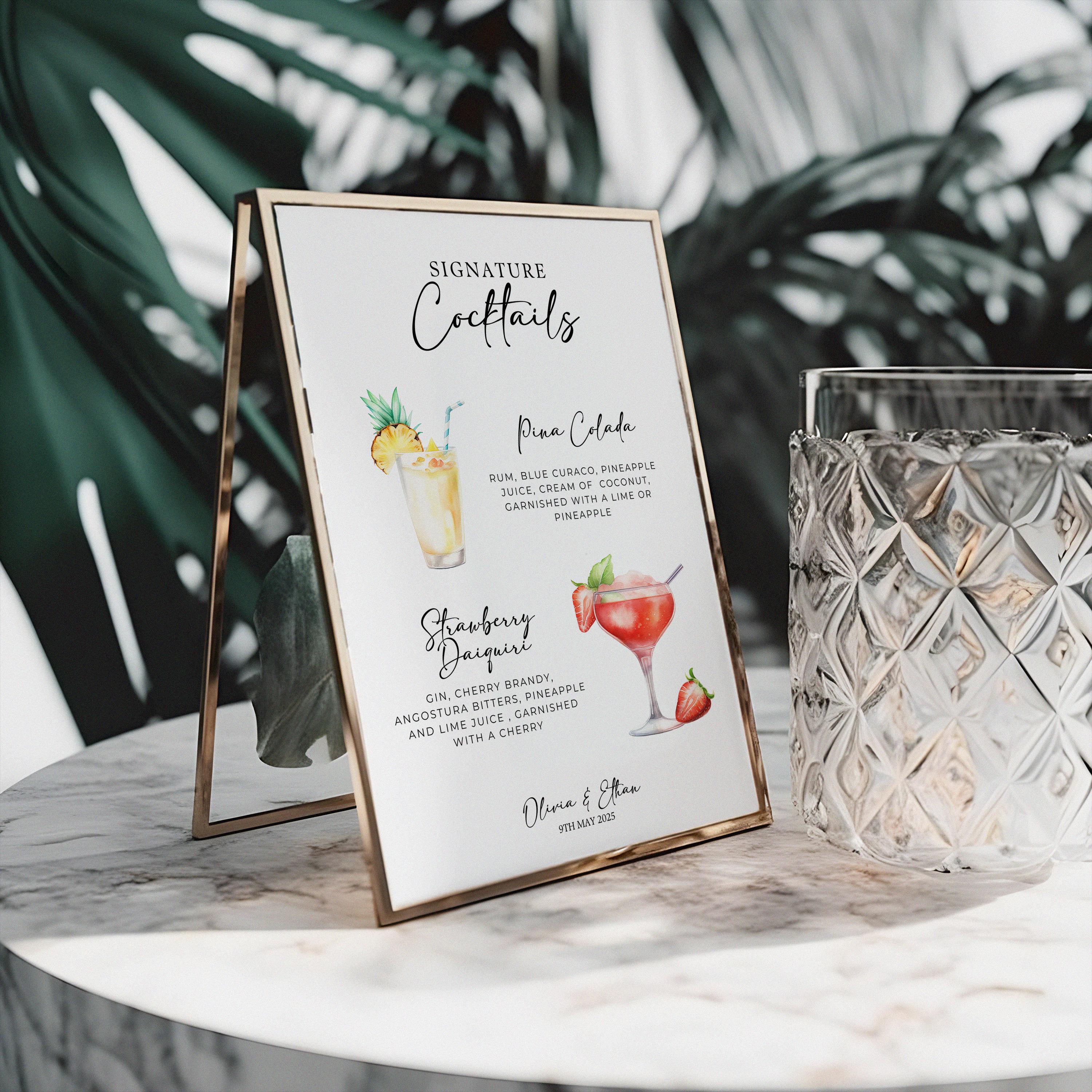 Personalised Signature Cocktail Sign | Signature Drink Sign | Bar Menu ...