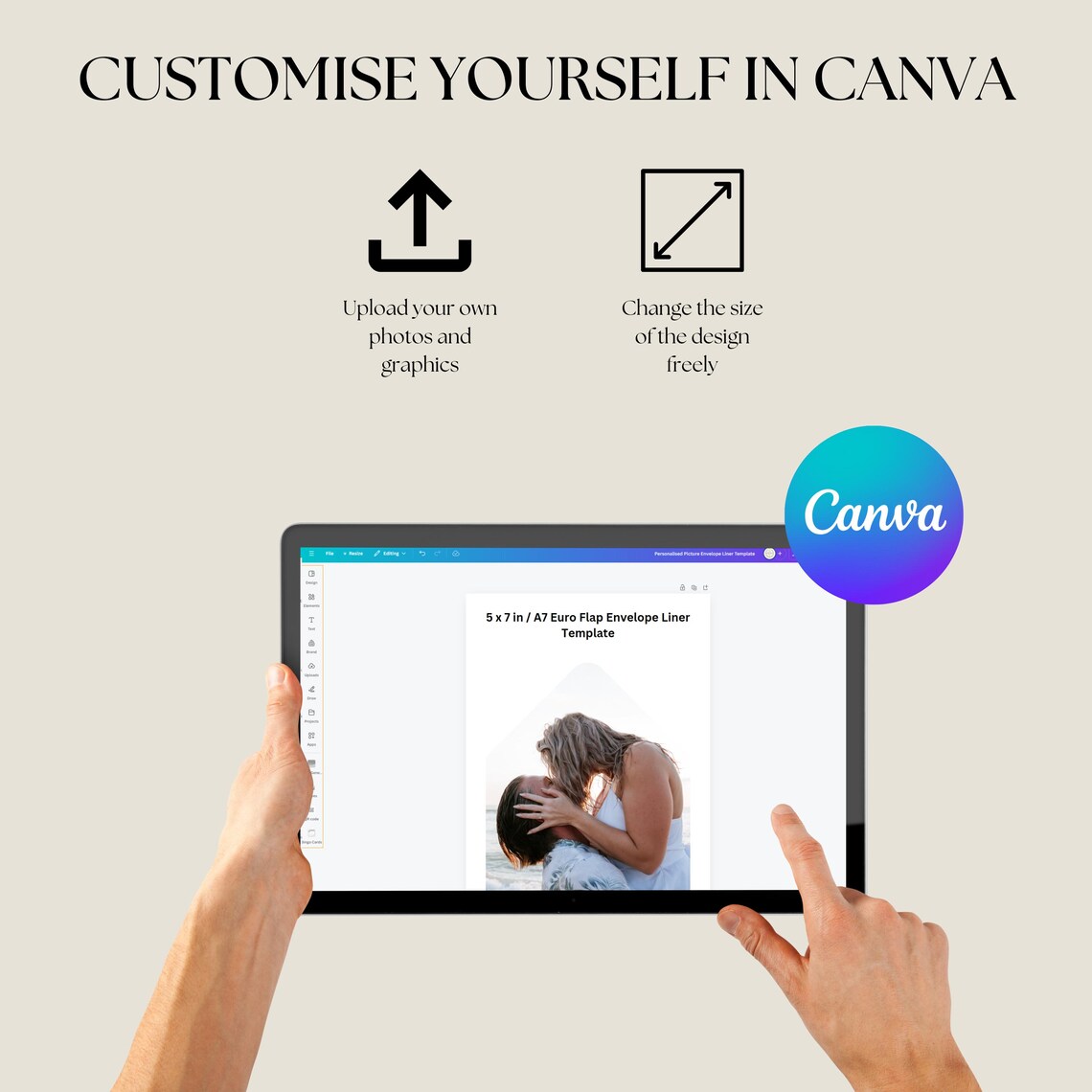 Editable Photo Envelope Liner Template 5x7/a7 Euro Flap Printable ...