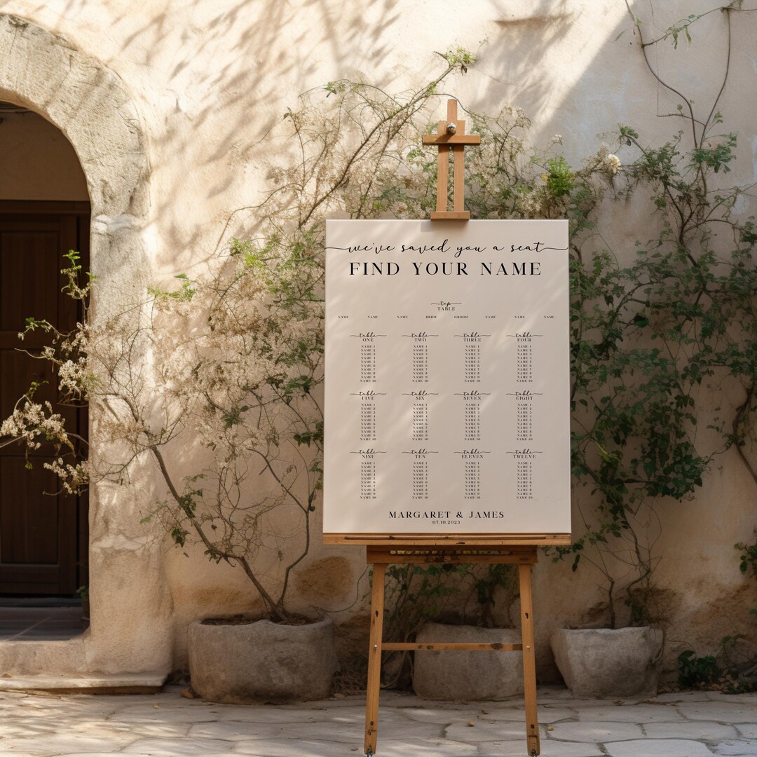 Modern Wedding Seating Chart Template | Wedding Seating Plan Sign ...