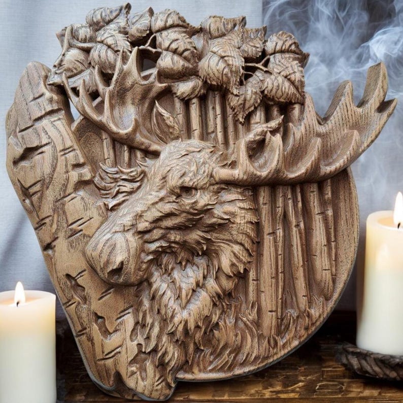 Moose Wall Decor Elk Norse Mythology Norse Pagan Wooden Moose Ornament ...