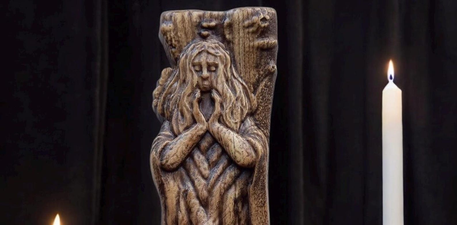 Dryad Statue Hand Carved Wood Sculpture Mythical Forest Creature ...
