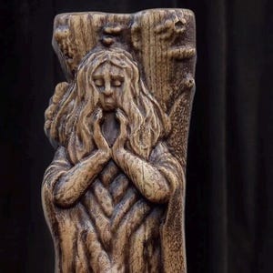 Dryad Statue Hand Carved Wood Sculpture Mythical Forest Creature ...