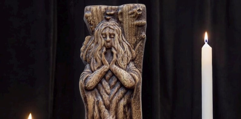 Dryad Statue Hand Carved Wood Sculpture Mythical Forest Creature ...