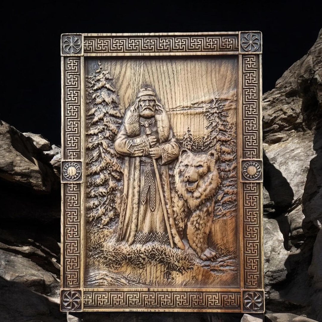 Veles Slavic Wood Carving Picture Veles Lord of Woods Wall Art Wood ...