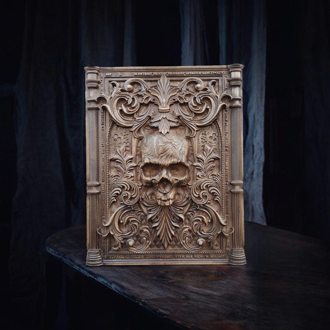 Skull Wall Decor Skull Wood Carved Picture Victorian Gothic Human Skull ...