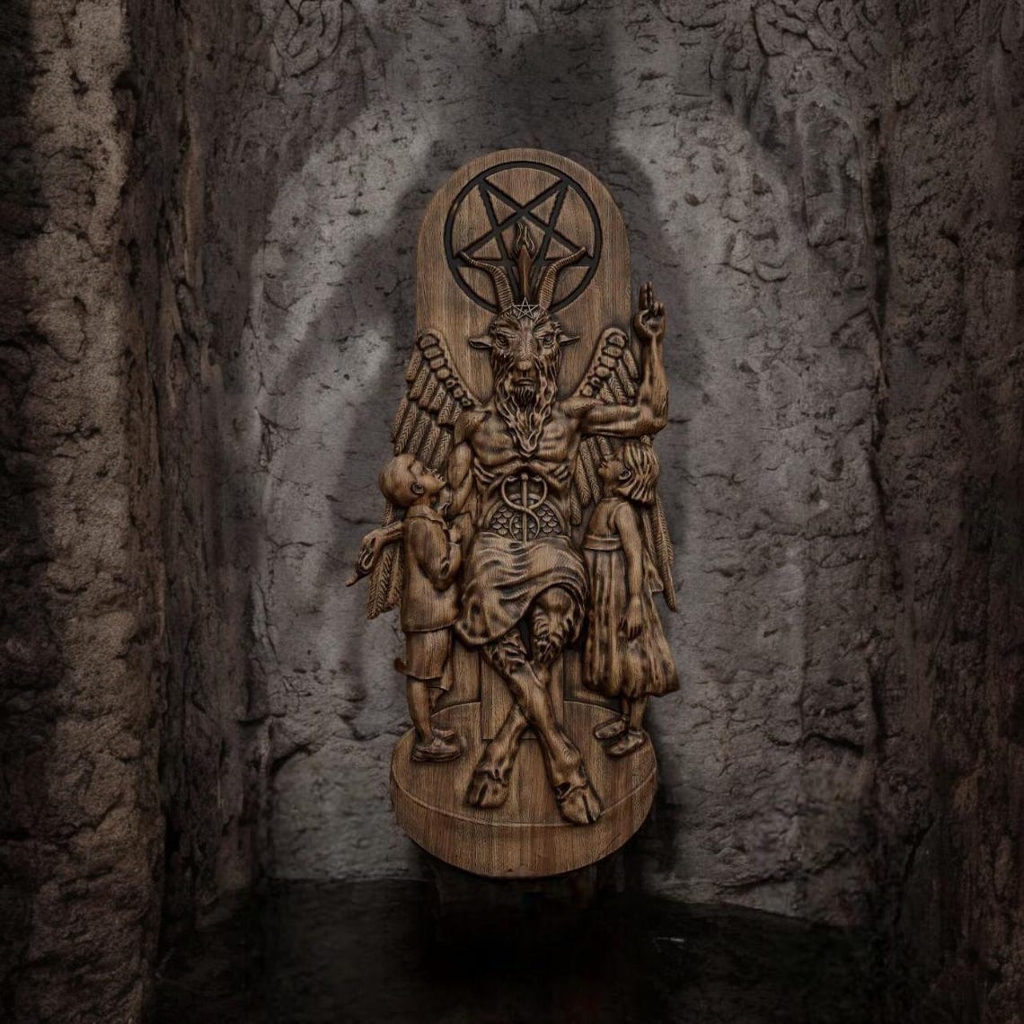 Masonic Ceremony With Baphomet Baphomet Wooden Wall Art Ancient Wisdom ...