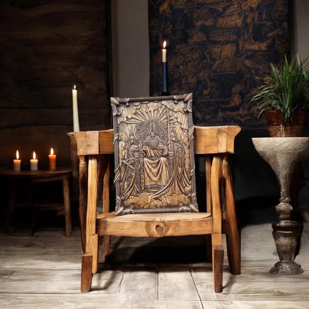 Wooden Rod Picture,slavic God Wood Panel Carving Wall Hanging Slavic ...