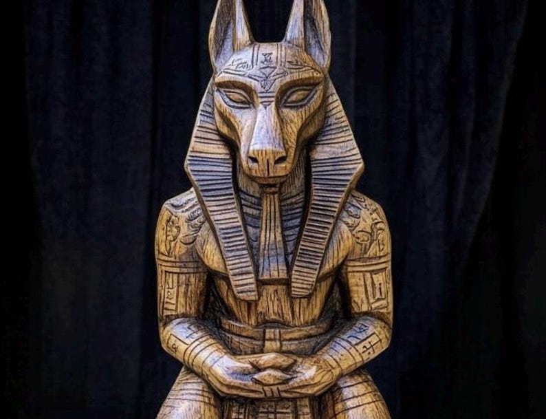 Woodcarved Statue of Anubis the Guardian of the Afterlife in Egiptian ...