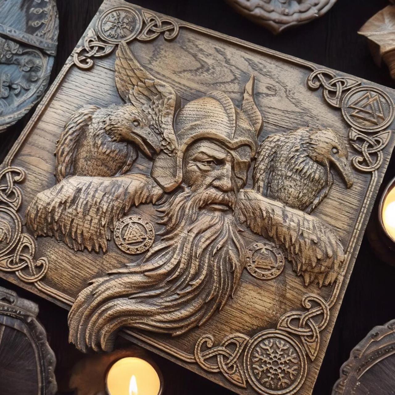 Odin Wooden Viking Symbol Viking Decor Wall Art Odin Decor Odin Viking ...