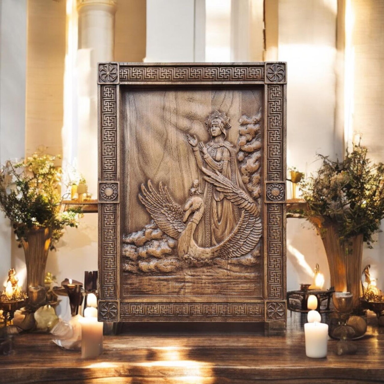 Hand Carved Wooden Slavic Lada Goddess Picture Lada Slavic Goddess ...