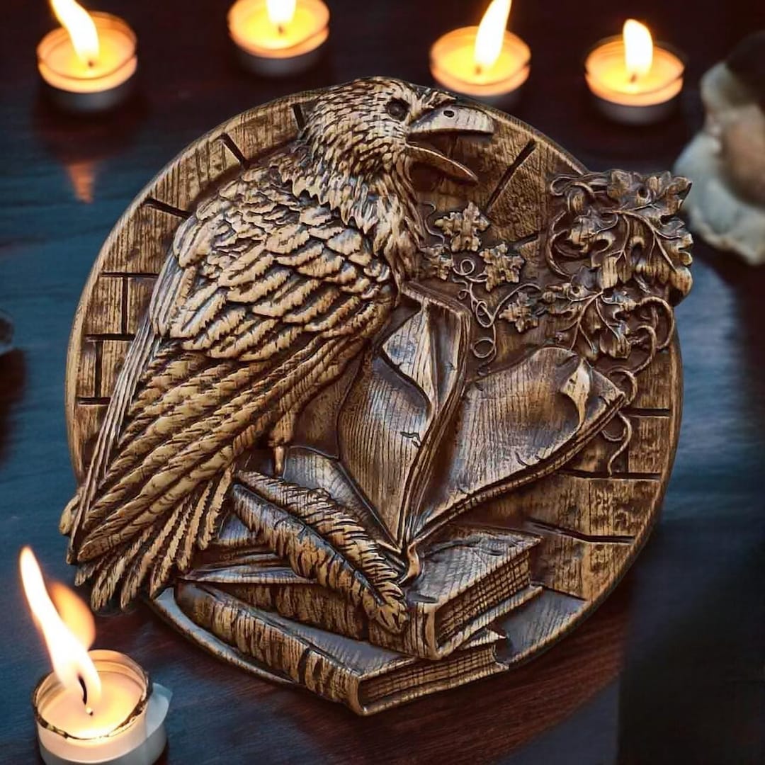 Raven Odin Magic Viking Symbol Plaques Home Decor Norse Pagan Carving ...