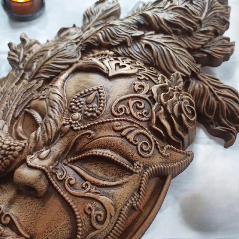 Venetian Mask Wall Art Venice Mask Wood Carved Wall Decor Masquerade ...