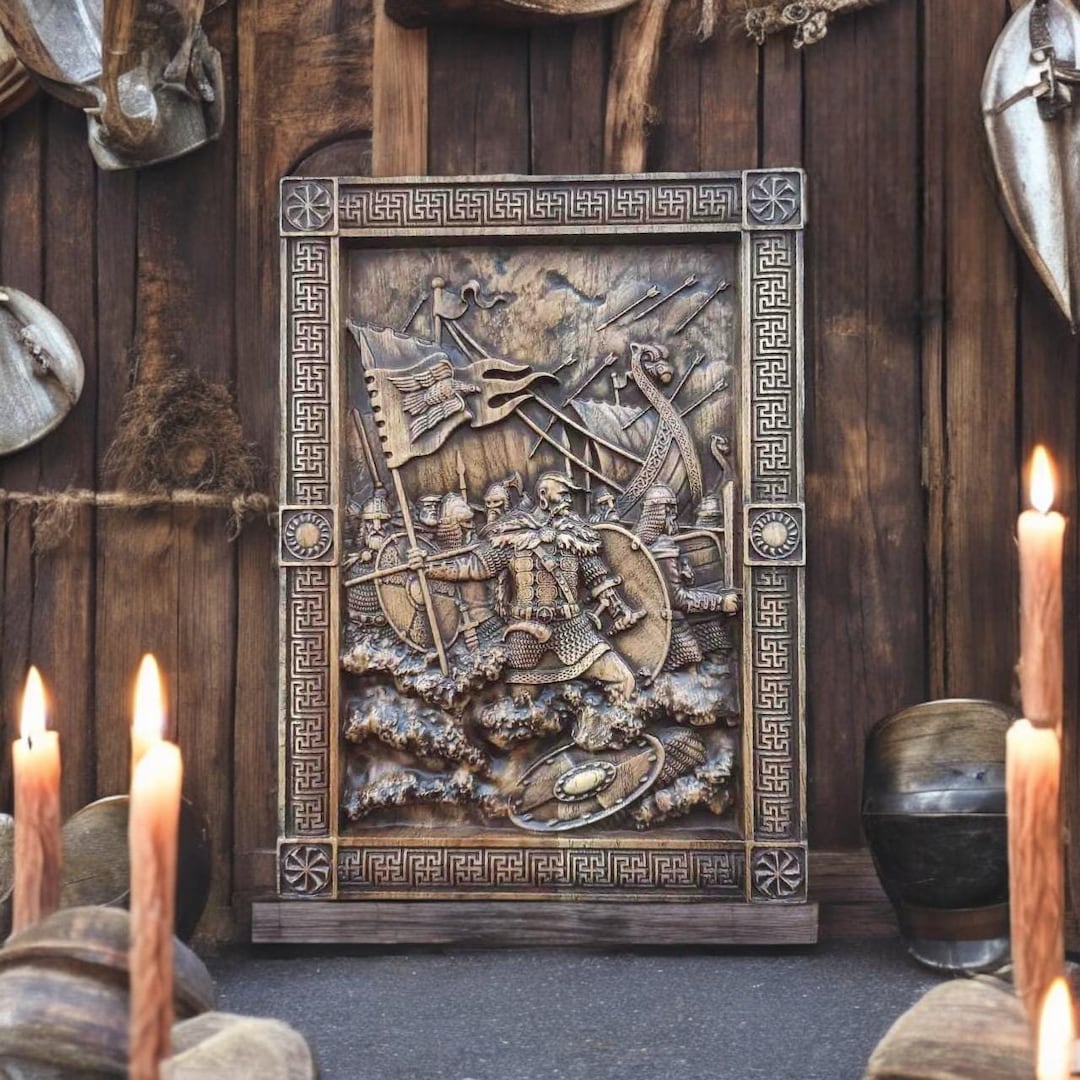 Wood Carved Viking Plaque Norse Home Decor Viking Mythology Wall ...