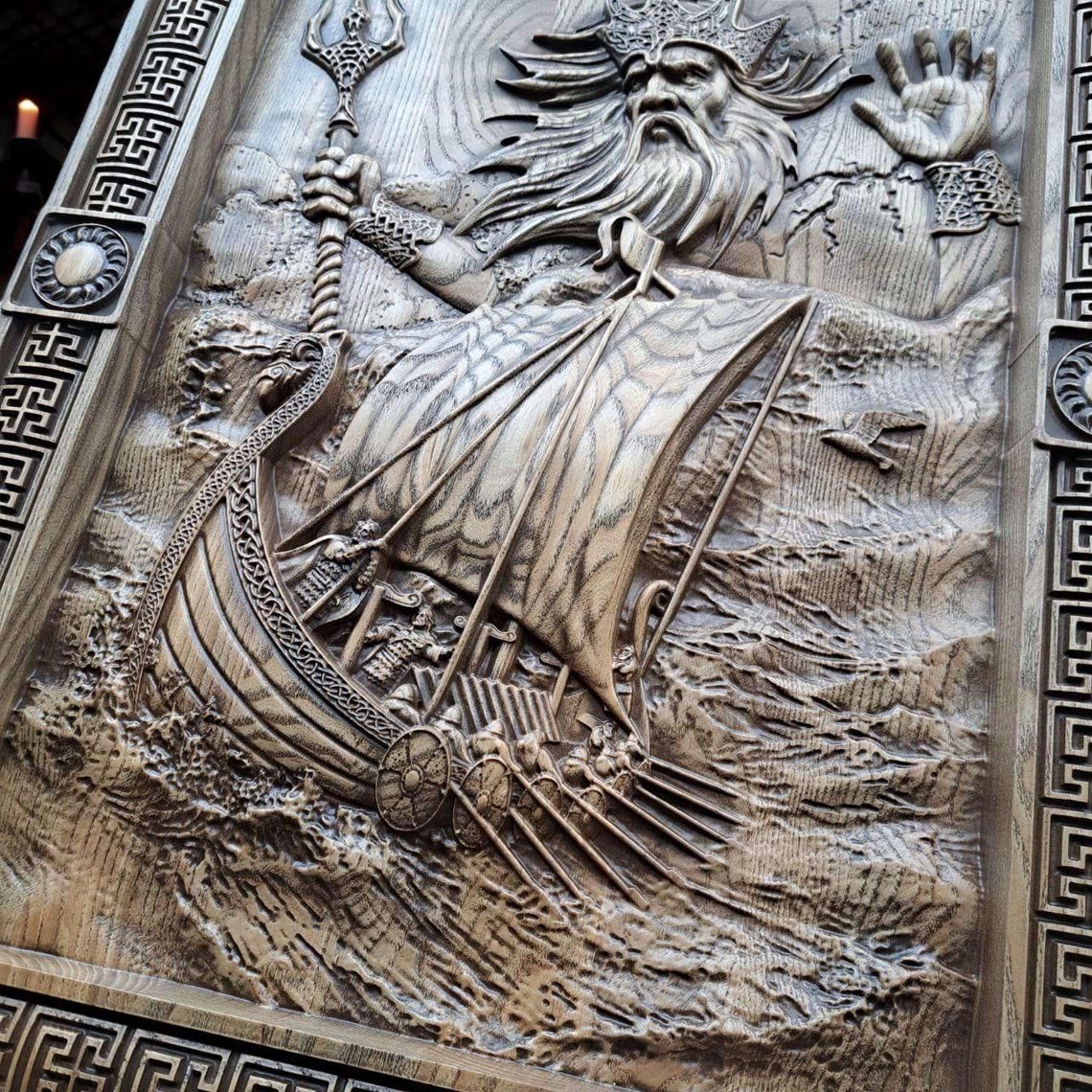 Njord Norse Mythology Njord Wood Carving Wall Art Njord Norse Wood ...