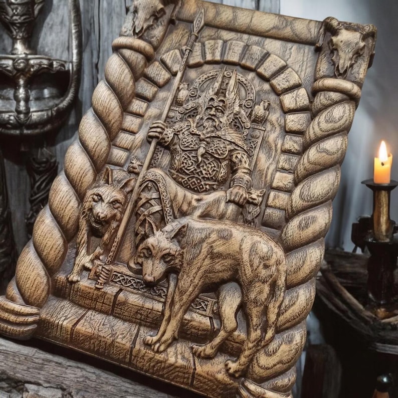 Odin Valhalla Viking Home Decor Art Norse Wood Picture Pagan Gods ...