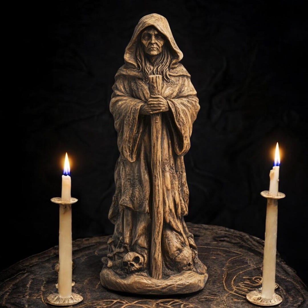 Victorian Witch Statue Wood Carved Sculpture Gothic Victorian Folklore ...