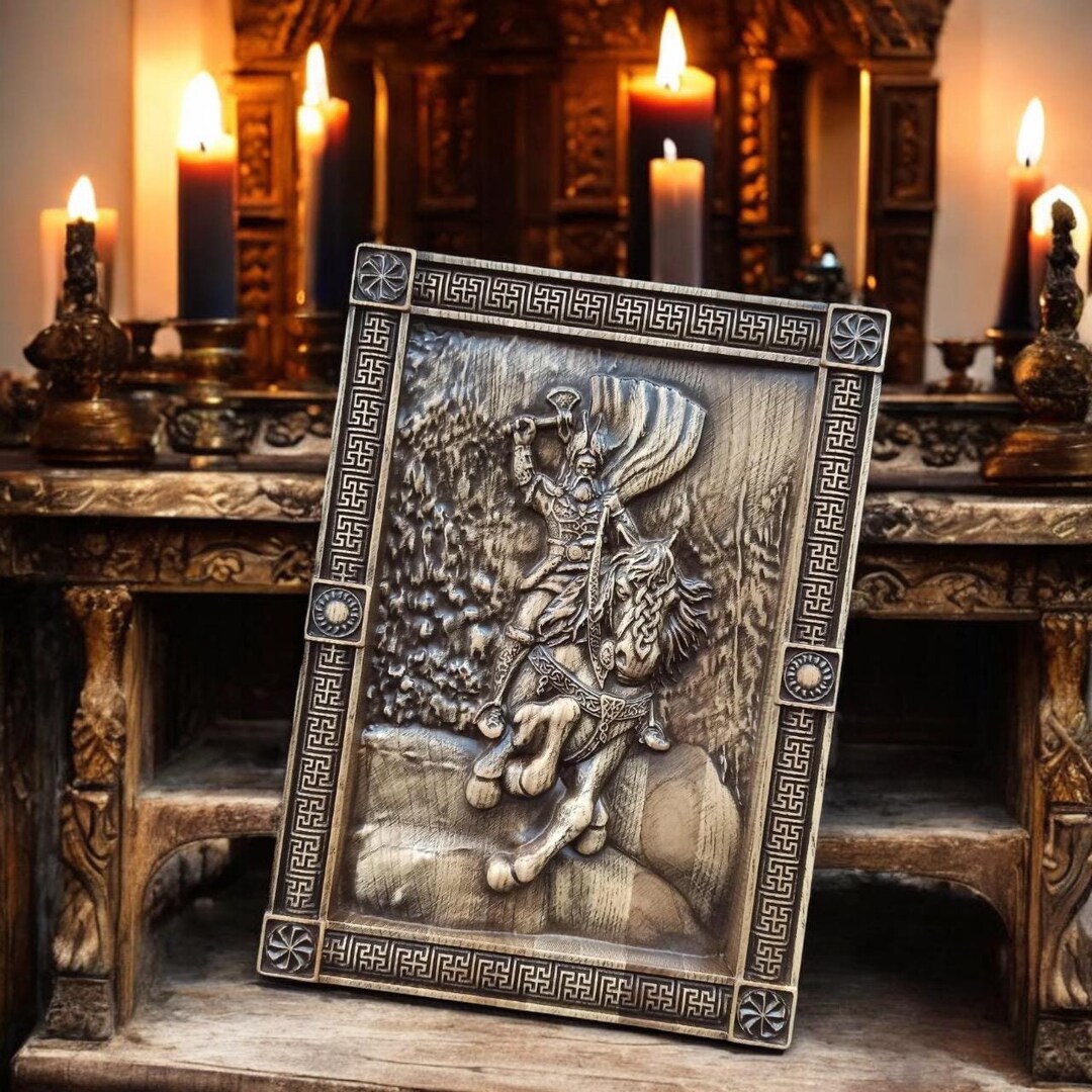 Wooden Perun Picture Slavic God Wood Carving Altar Heathen God Wooden ...
